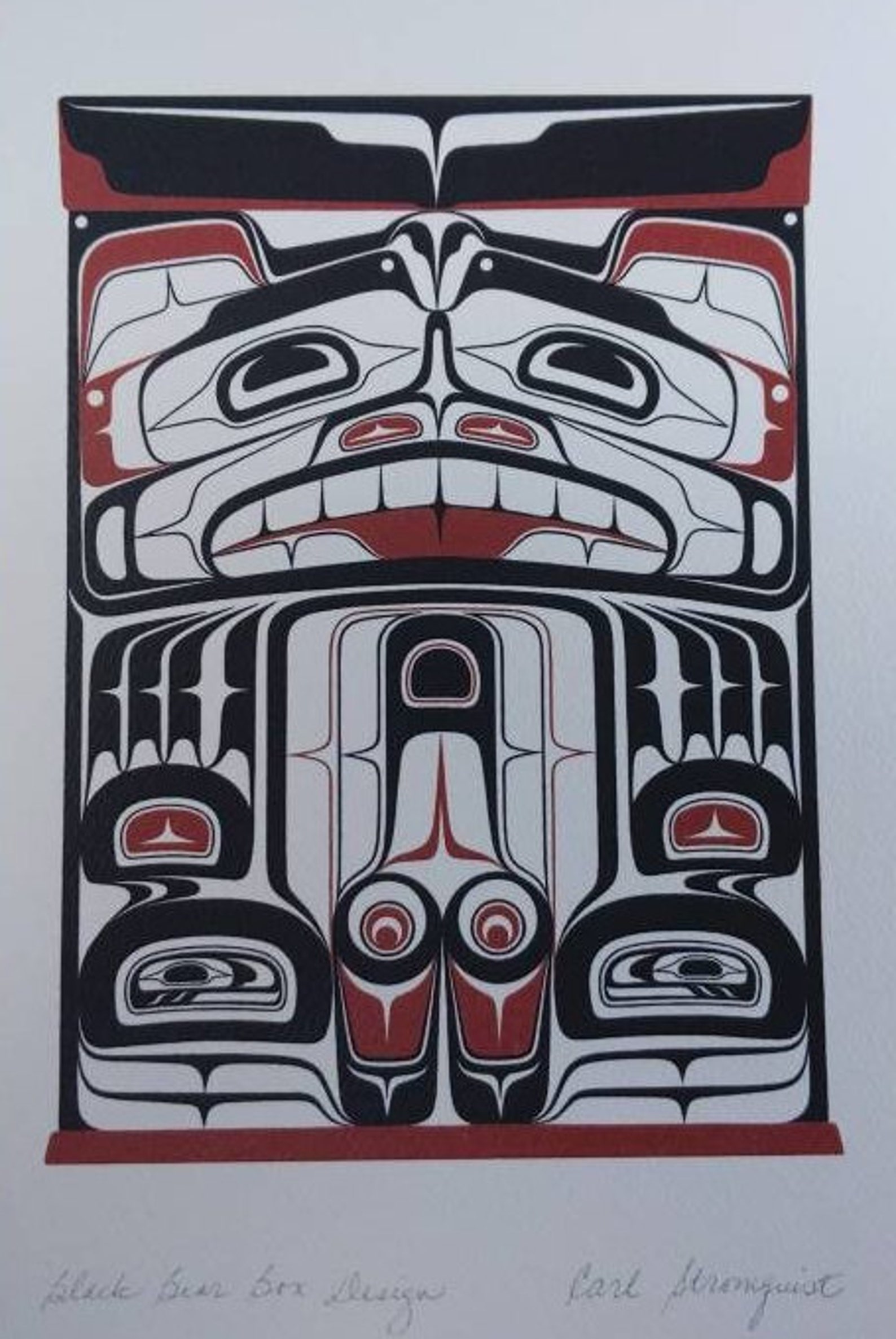 Black Bear Box Design by Carl Stromquist Salish Artist 6"x9" Art Card ...