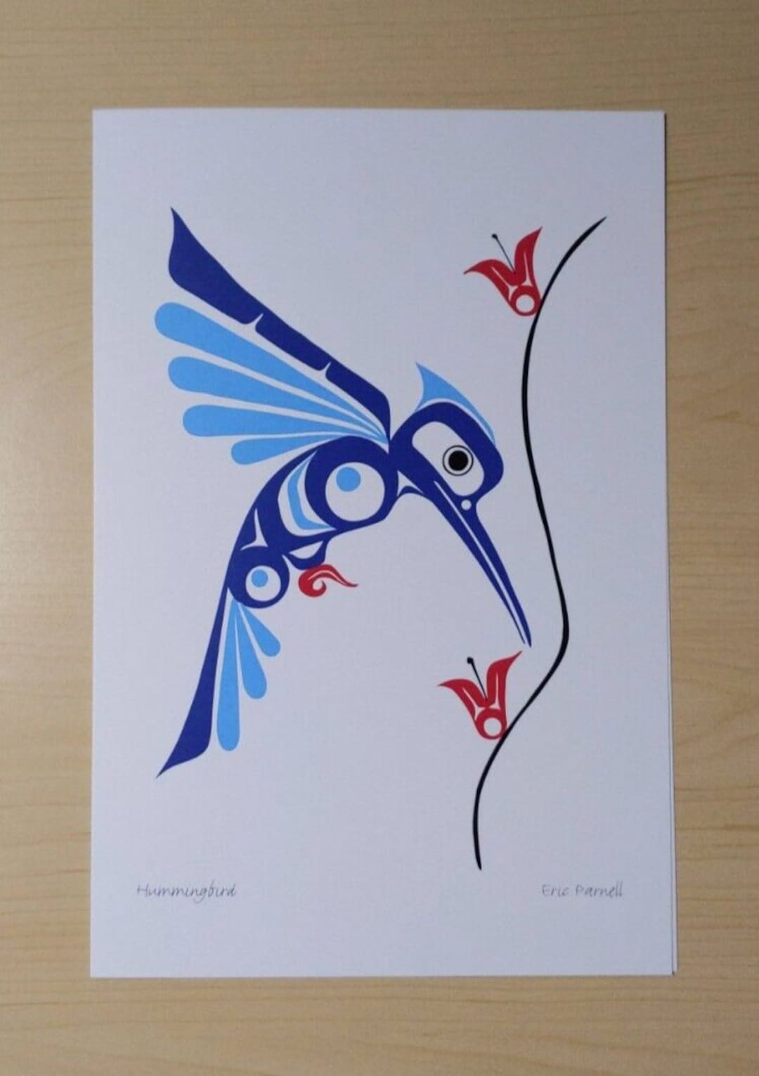 Hummingbird by Eric Parnell Haida Artist 6"x9" Art Card - Etsy