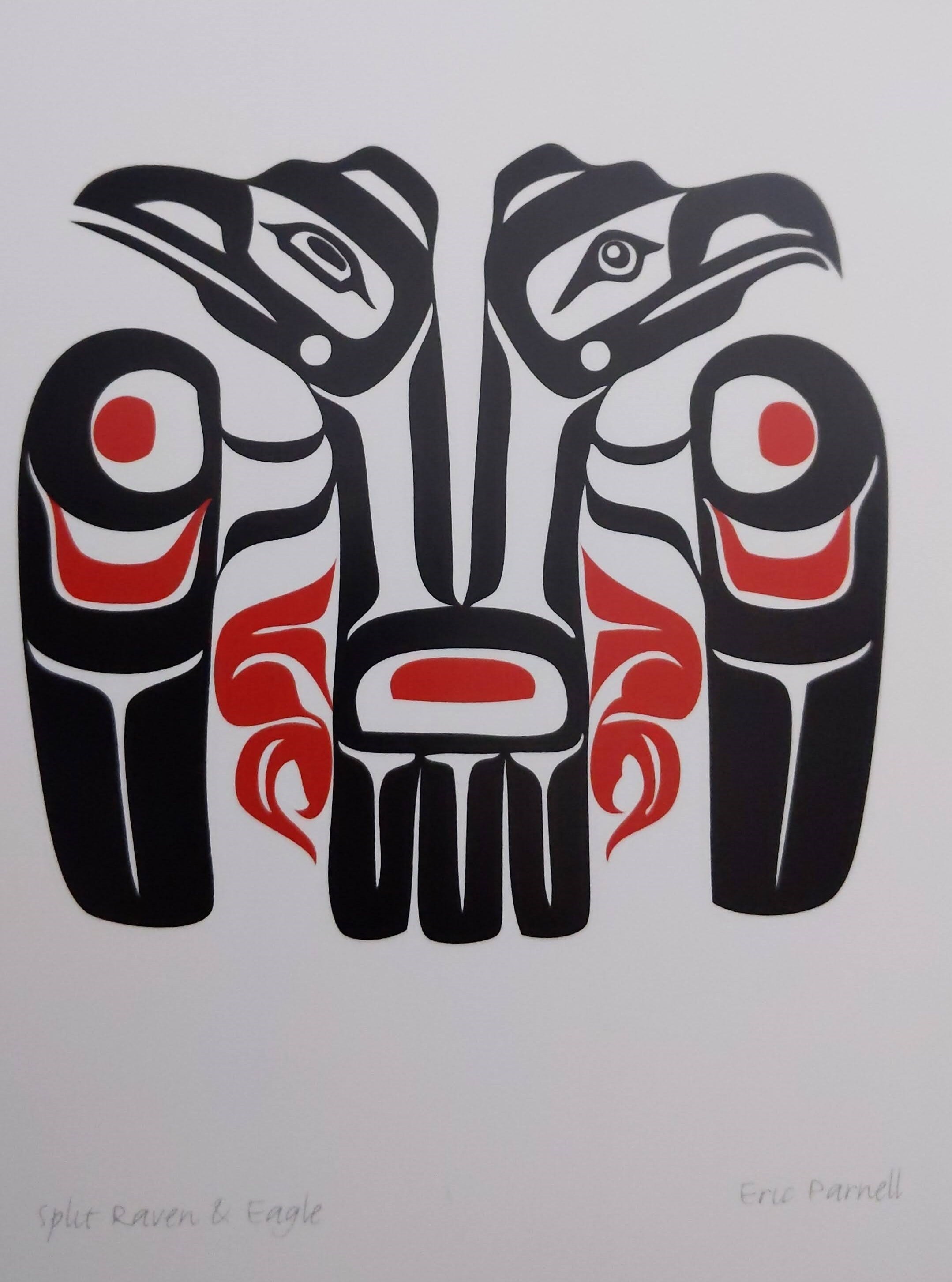 Split Raven and Eagle by Eric Parnell Haida Artist 6x9 Art Card - Etsy