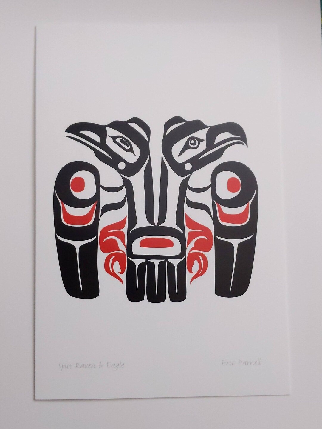 Split Raven and Eagle by Eric Parnell Haida Artist 6x9 Art Card - Etsy