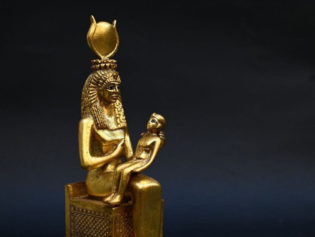 Goddess Isis Feeding the God Horus, Rare Statue, Ancient Egyptian ...