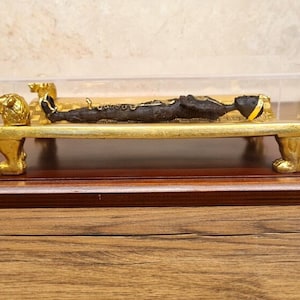 Egyptian Mummy Displayed on Lion-form Mummification Bed, Egyptian ...