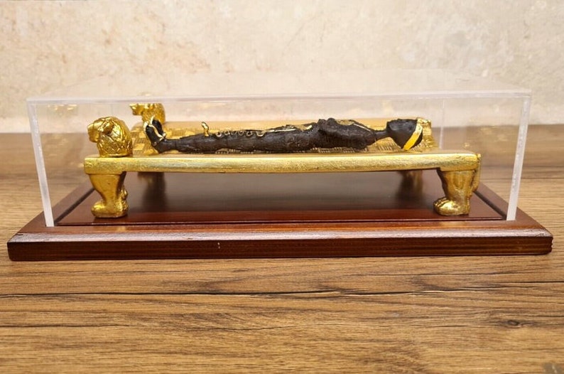 Egyptian Mummy Displayed on Lion-form Mummification Bed, Egyptian ...
