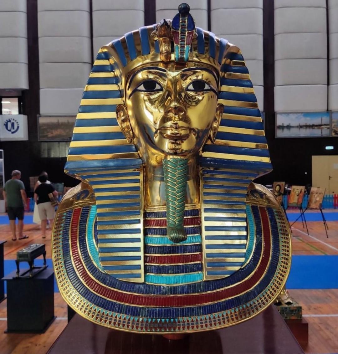 Rare King Tutankhamun Golden Mask 24K Gold Plated Copper in Wooden Base ...