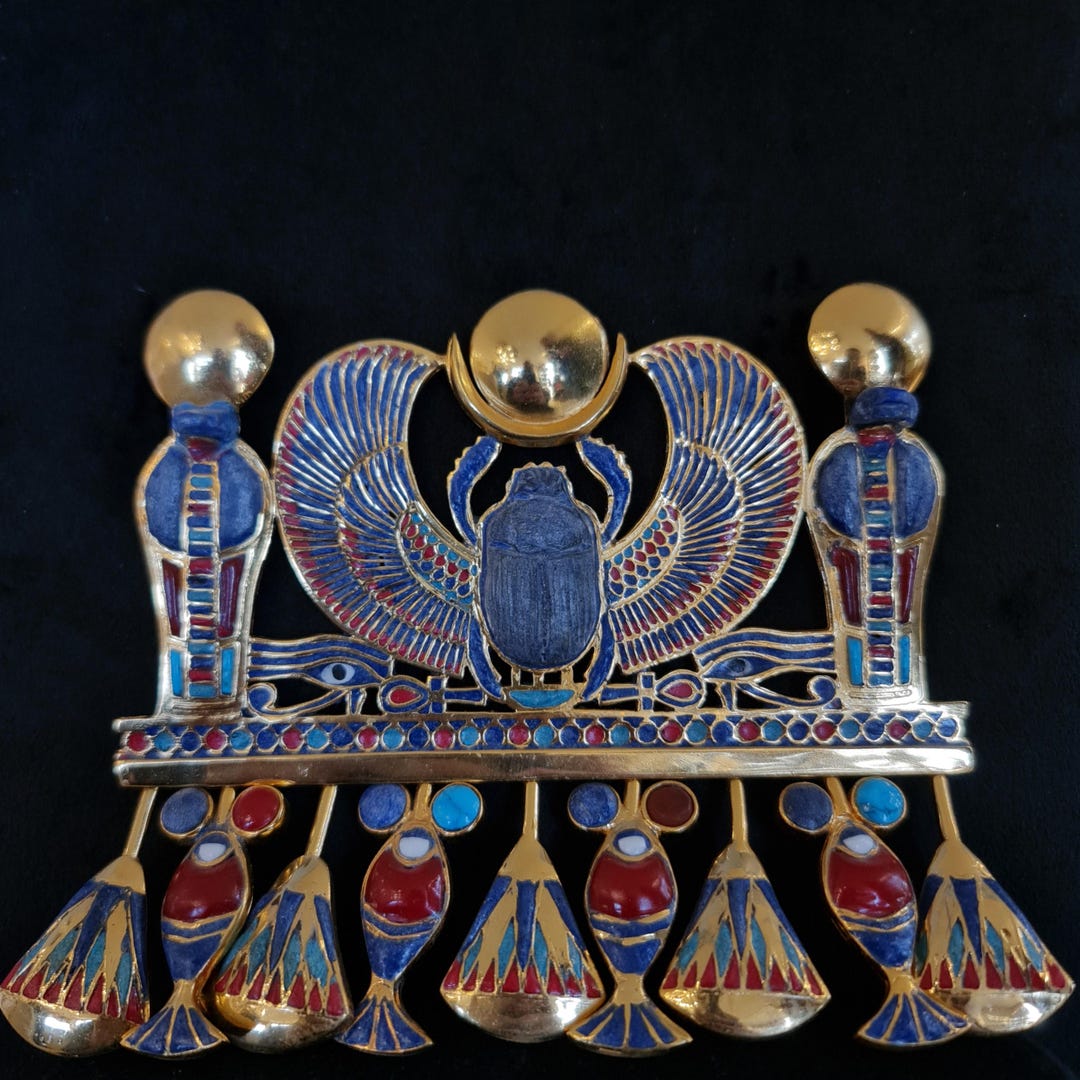 King Tut Pectoral Replica: 24K Gold Scarab Amulet - Egyptian Museum ...