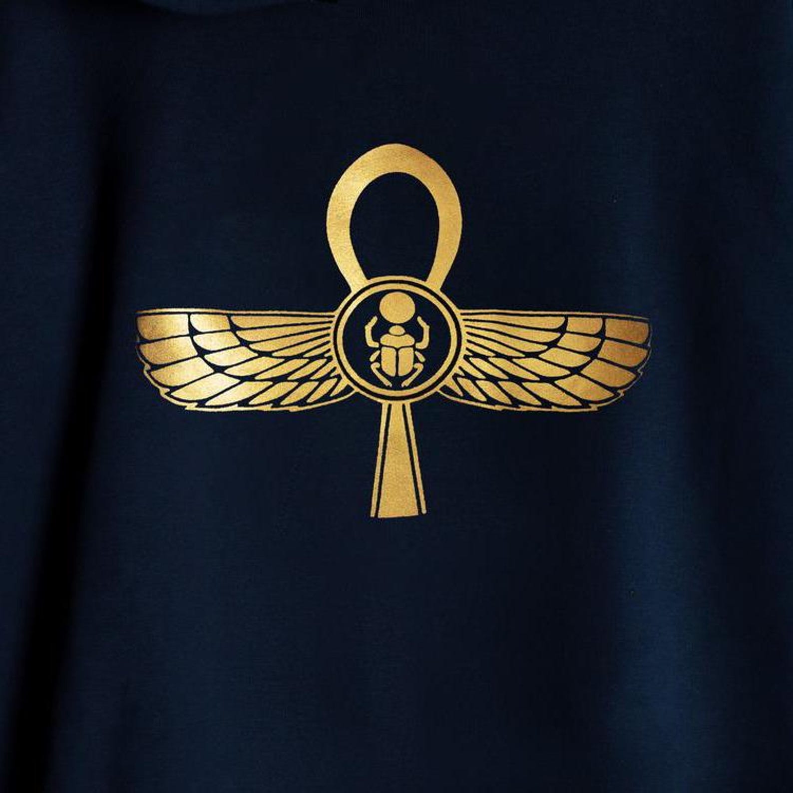 Ankh Hoodie: Ancient Egyptian Mythology, Navy Blue Cotton - Etsy