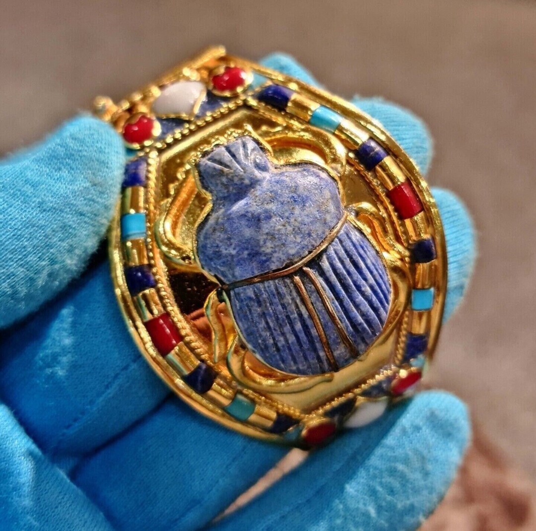 24K Gold Plated Scarab Bracelet: King Tut Museum Replica - Etsy