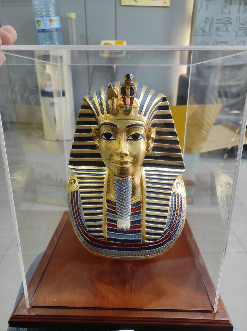 King Tutankhamun Gold Mask in Wooden Base large Size Museum - Etsy