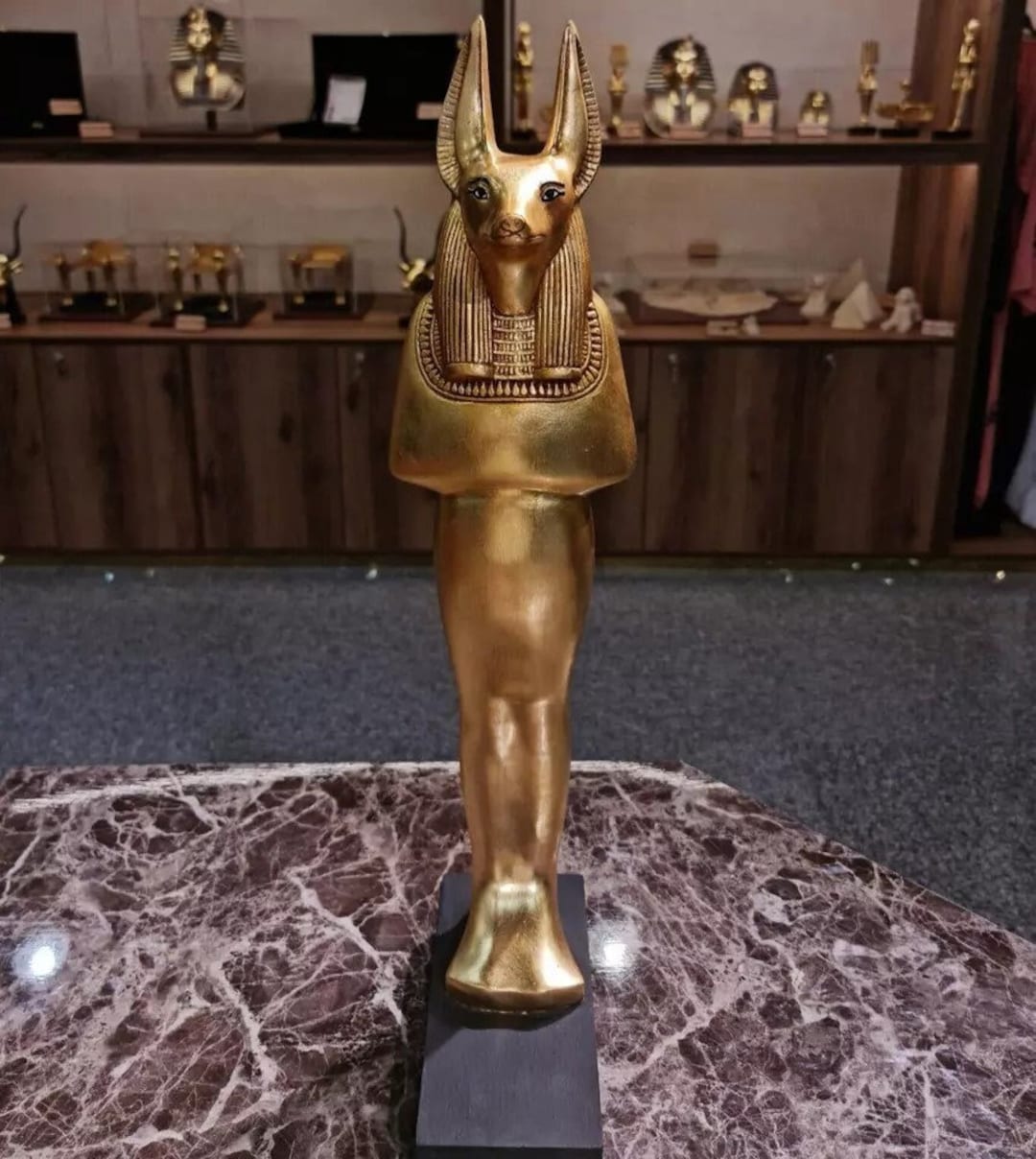 Rare Golden Ancient Egyptian God Anubis large Statue, Egyptology ...