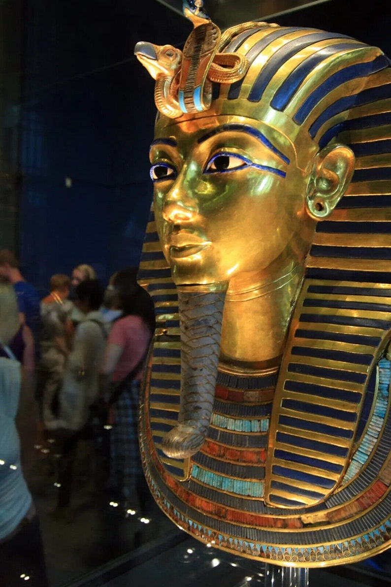 King Tutankhamun Gold Mask in Wooden Base large Size Museum - Etsy