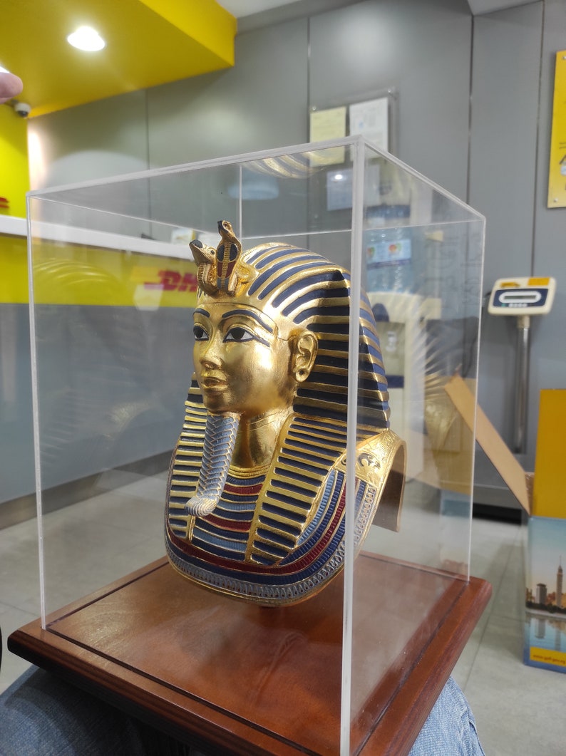 King Tutankhamun Gold Mask in Wooden Base large Size Museum - Etsy