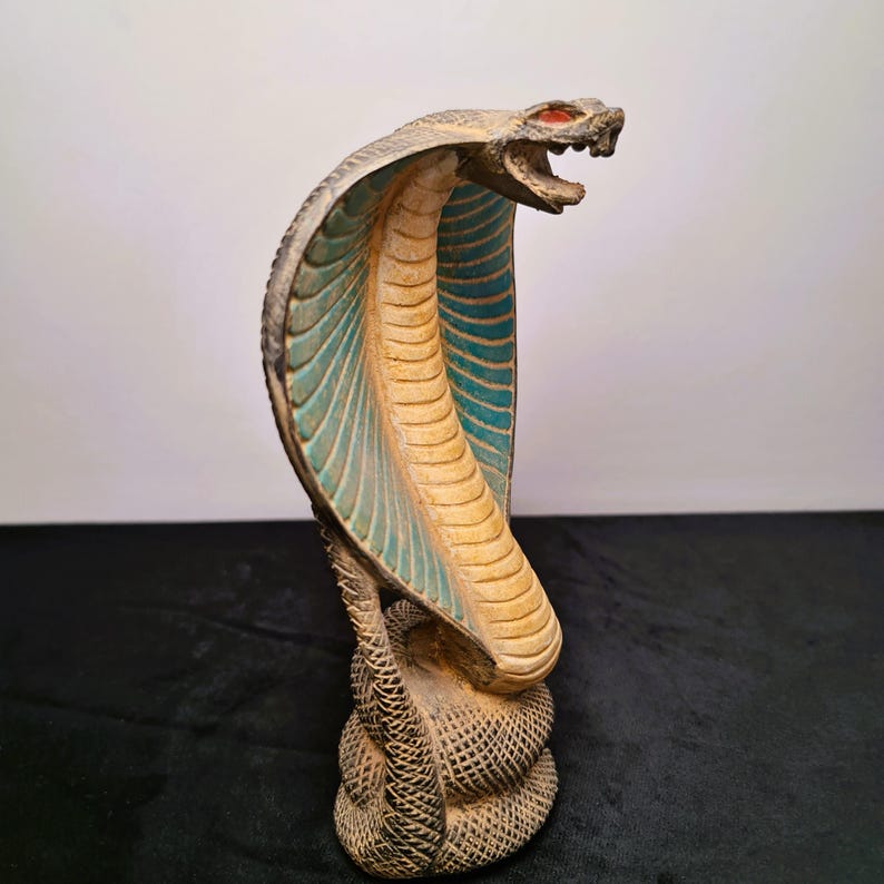 Hand Carved Wadjet Cobra Statue: Egyptian Uraeus Serpent Sculpture - Etsy