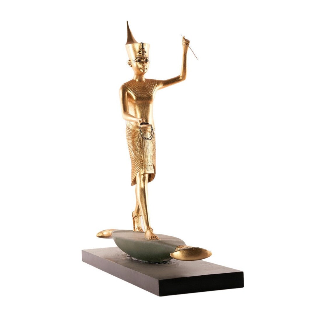 King Tutankhamun on Reed Boat, Famous Pharaoh Fishing, Medium Size ...