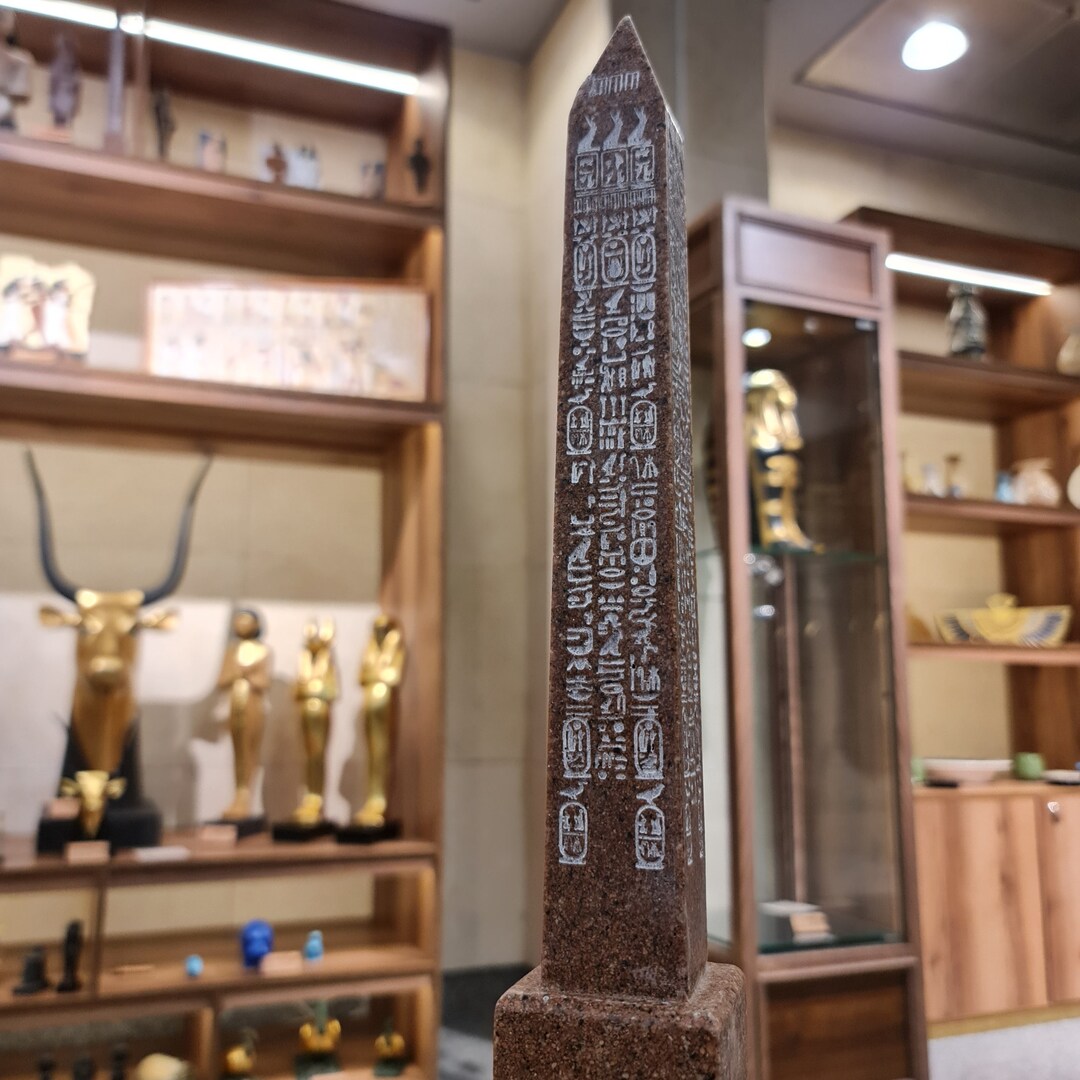Handcrafted Red Granite Obelisk: Egyptian King Ramses II Replica - Etsy