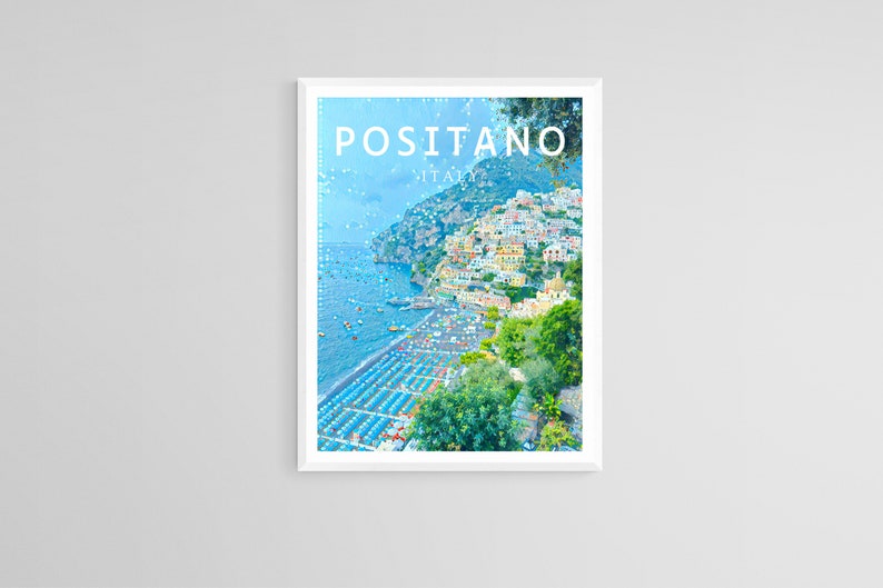 Positano Travel Poster - Colorful Digital Print - Downloadable Art ...