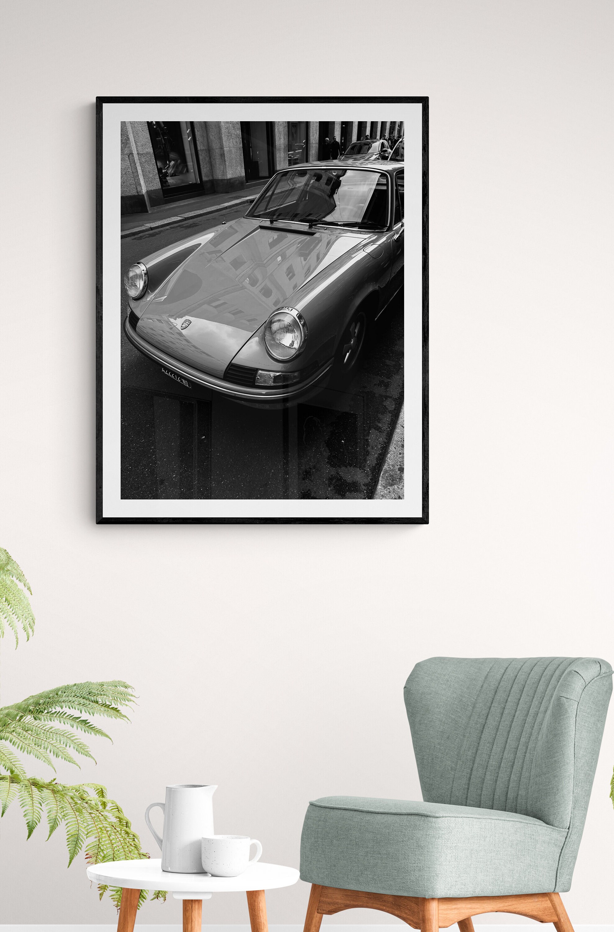 Classic Porsche - Vintage Car Poster Print - Black and White ...
