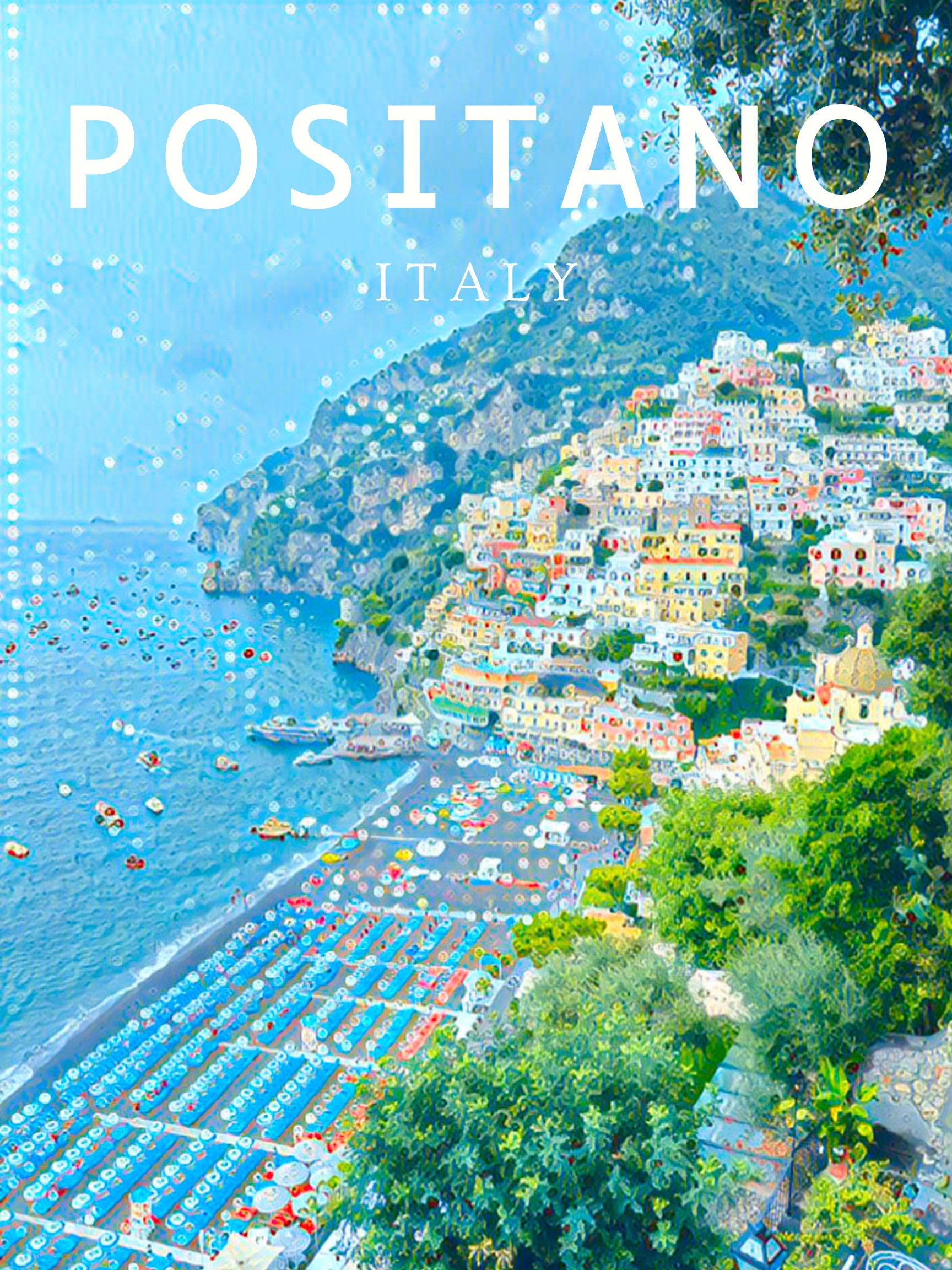 Positano Travel Poster - Colorful Digital Print - Downloadable Art ...
