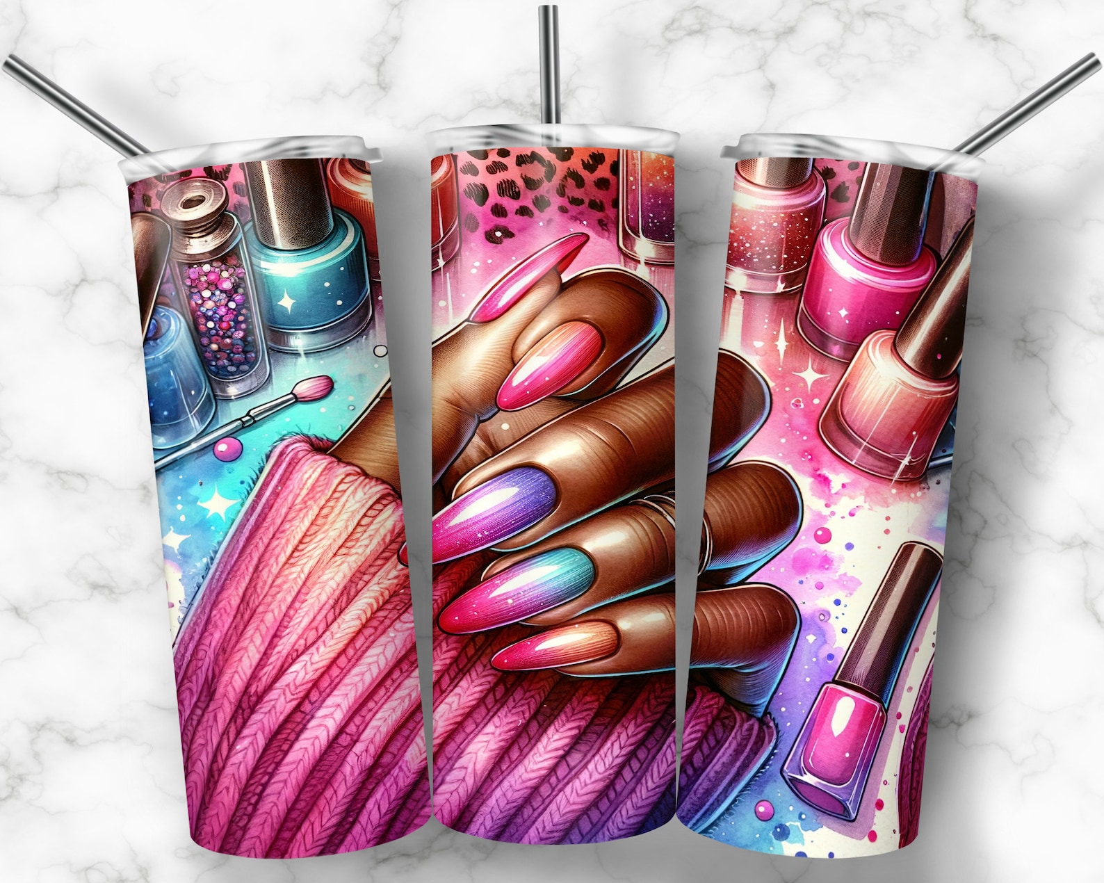 Nail Tech Tumbler Wrap, 20oz Skinny Sublimation Tumbler Design, Nail ...