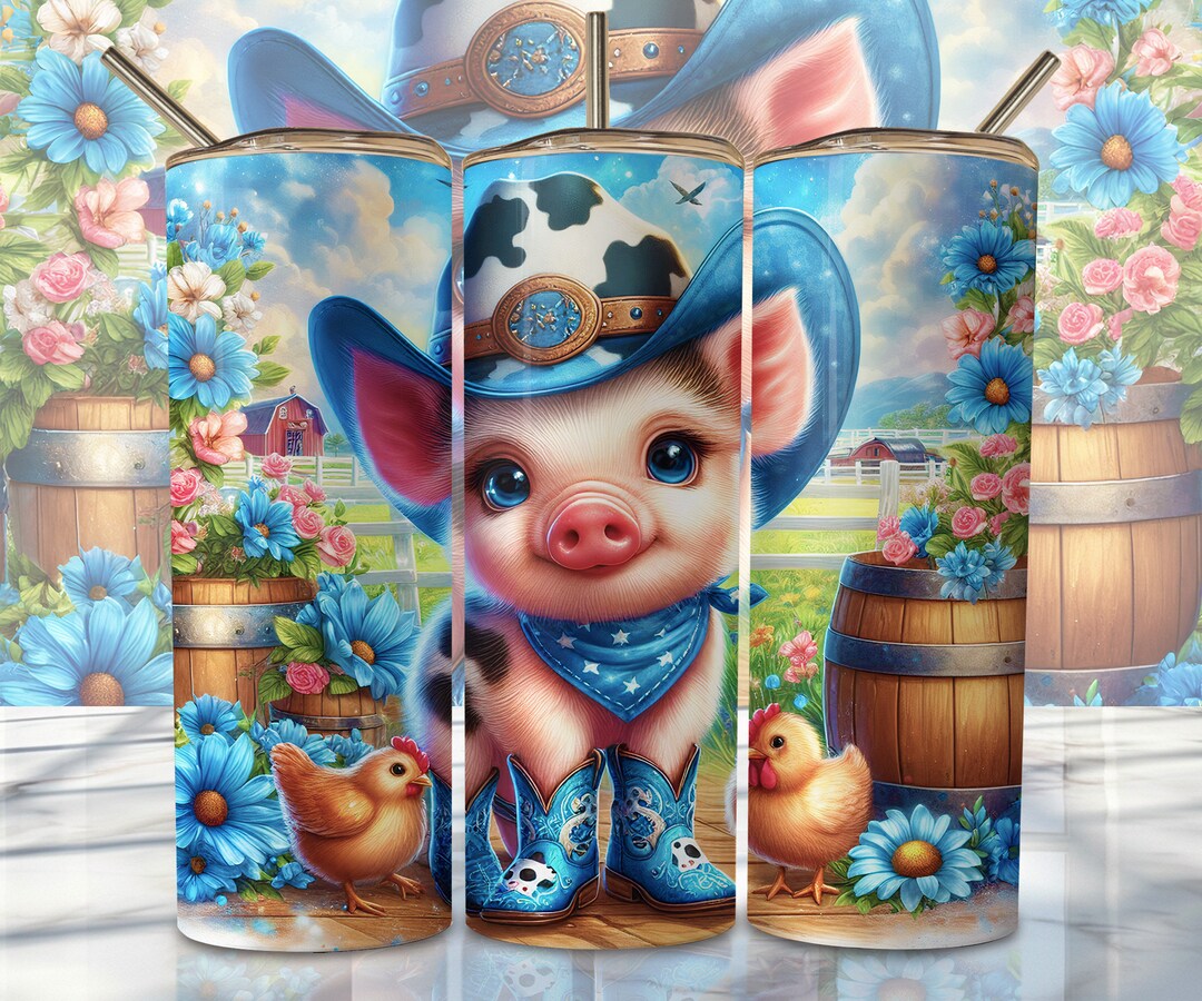Western Pig Tumbler Wrap, 20oz Skinny Sublimation Tumbler Design, Funny ...