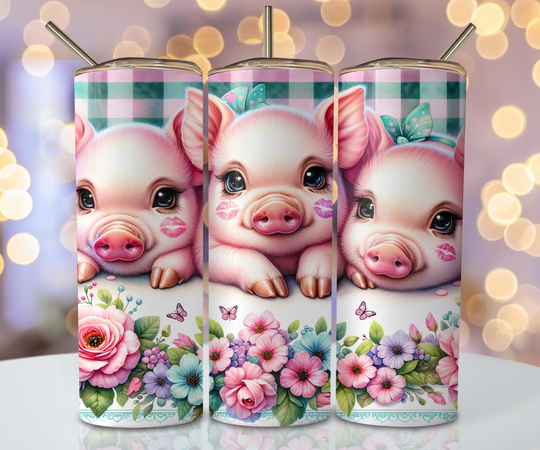 Pig Kisses Tumbler Wrap, 20oz Skinny Sublimation Tumbler Design ...