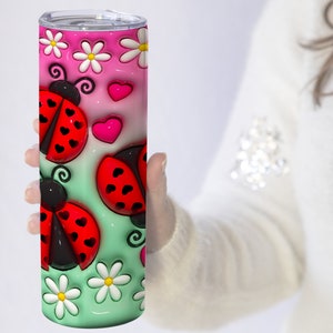 Inflated Ladybug Tumbler Wrap Png 3D Tumbler Design Skinny Sublimation ...