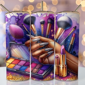 Seamless Makeup Tumbler Wrap, 20oz Skinny Sublimation Tumbler Design ...