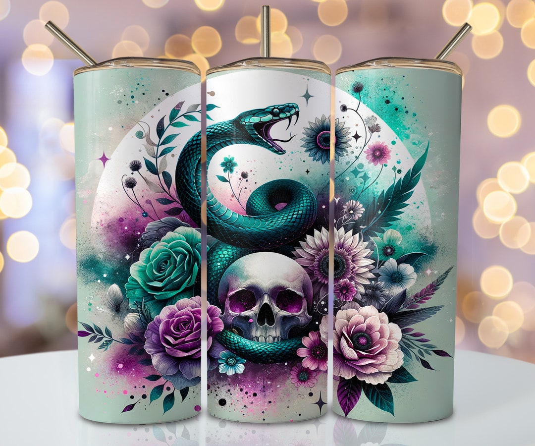 Watercolor Snake Tumbler Wrap, 20 Oz Skinny Sublimation Tumbler Design ...