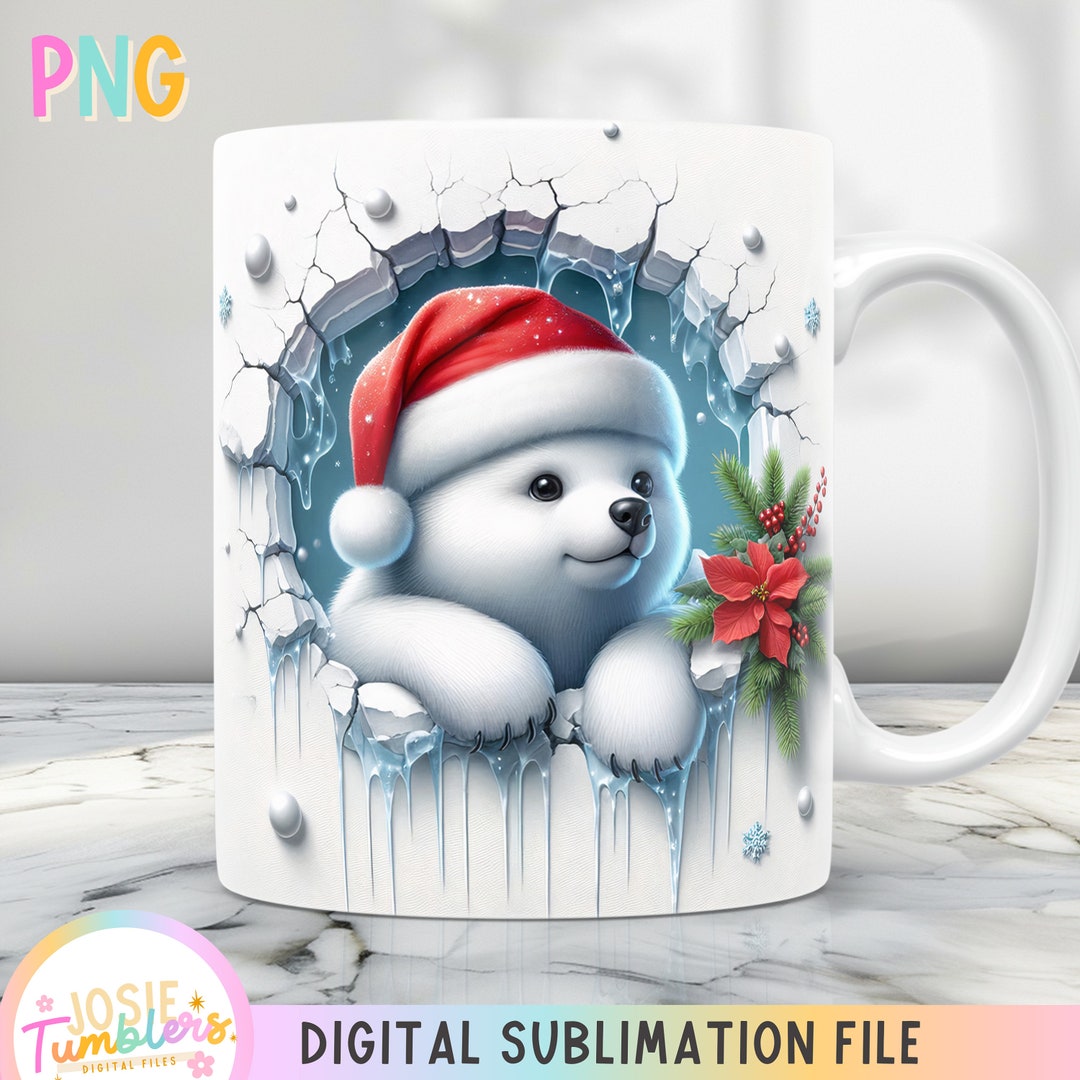 3D Christmas Mug Wrap, Cute 3D Mug Design Png, 11 Oz Mug Wrap and 15 Oz ...