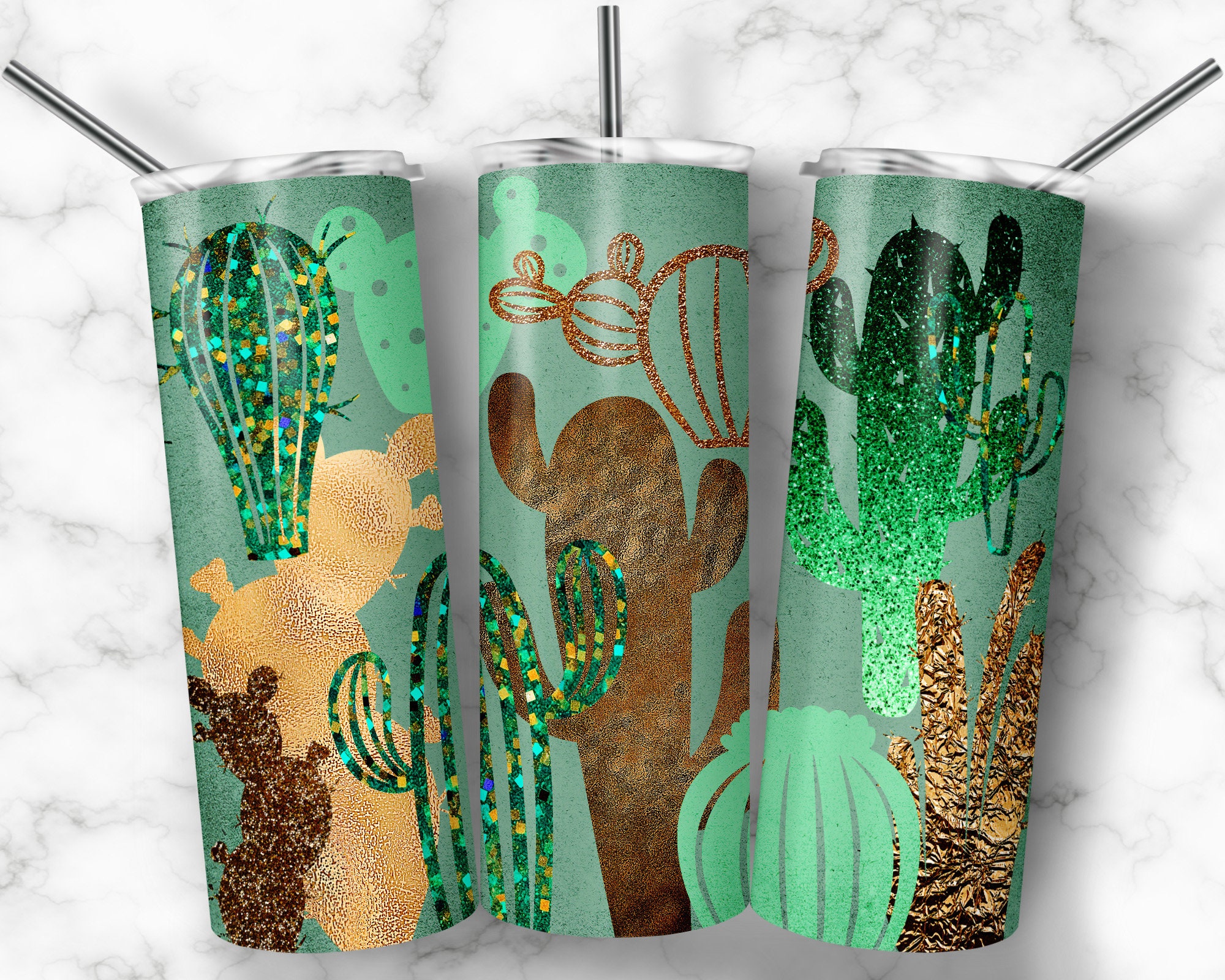 Cactus Tumbler Wrap, 20oz Skinny Sublimation Tumbler Design, Cactus ...