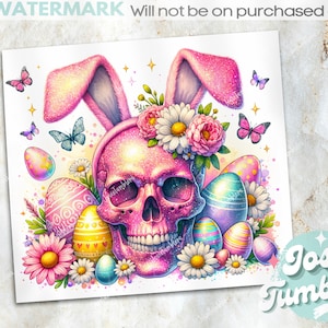 Watercolor Easter Skull Tumbler Wrap, 20oz Skinny Sublimation Tumbler ...