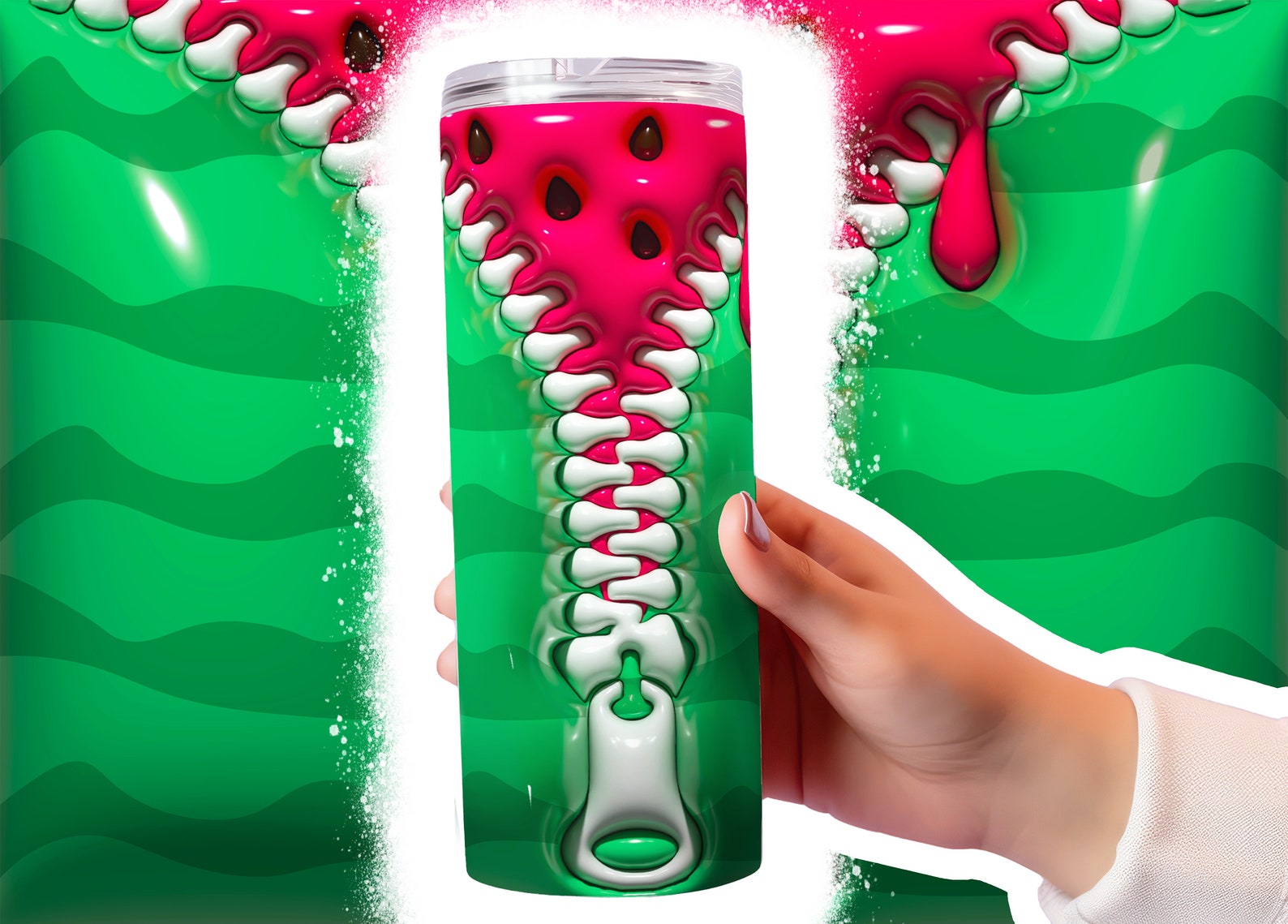 Zipper Inflated Tumbler Wrap Png 3D Tumbler Design Skinny Sublimation ...