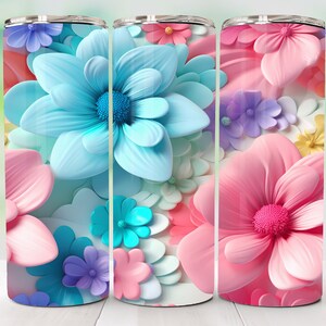 Seamless 3D Flower Tumbler Wrap Design PNG 3D Tumbler Design for 20 Oz ...