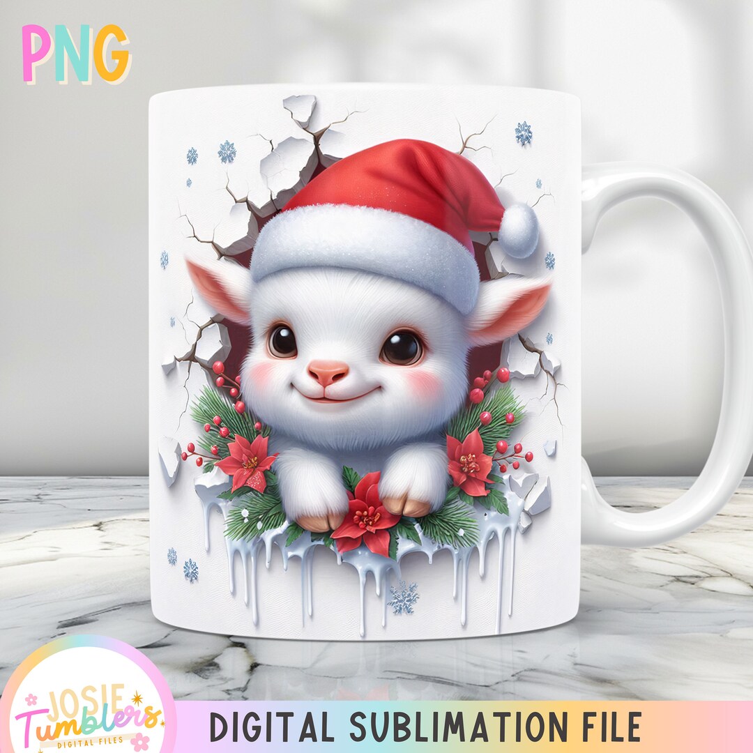 3D Christmas Mug Wrap, Cute 3D Mug Design Png, 11 Oz Mug Wrap and 15 Oz ...