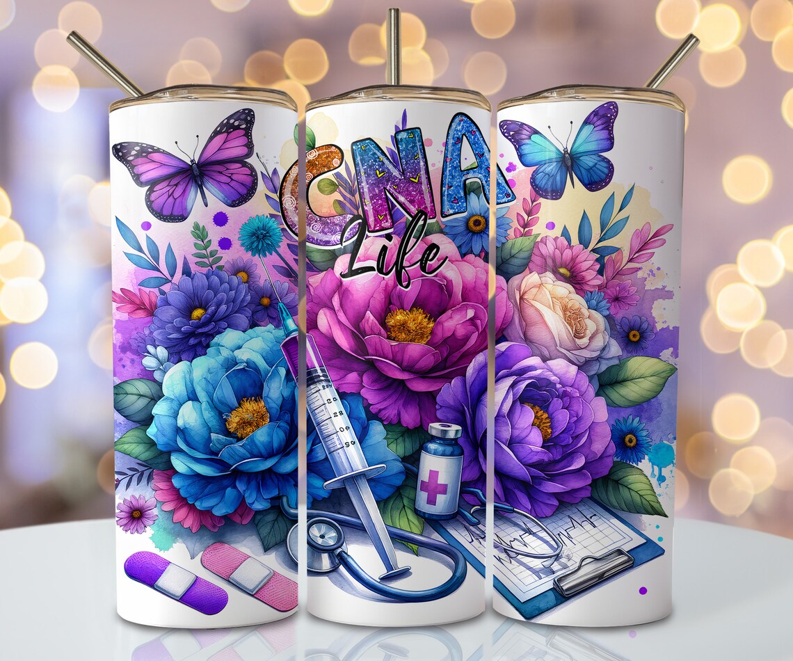 CNA Nurse Tumbler Wrap, 20oz Skinny Sublimation Tumbler Design, CNA ...