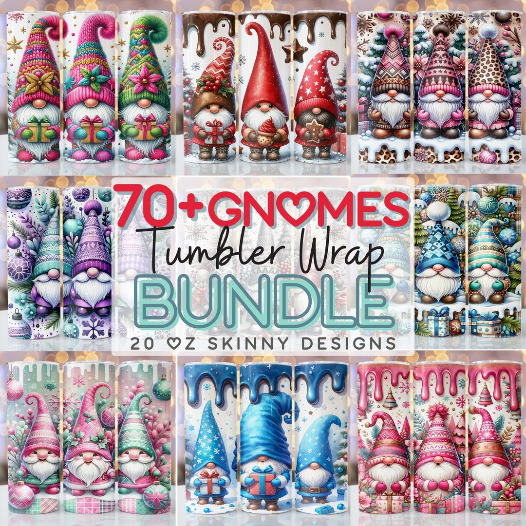 Christmas Gnomes Bundle Tumbler Wrap 20 Oz Skinny Sublimation Bundle Tumbler Png, Gnomes ...