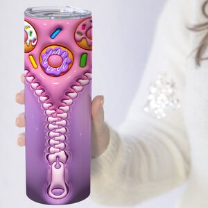 3D Donut Zipper Tumbler Wrap Png 3D Tumbler Design Skinny Sublimation ...