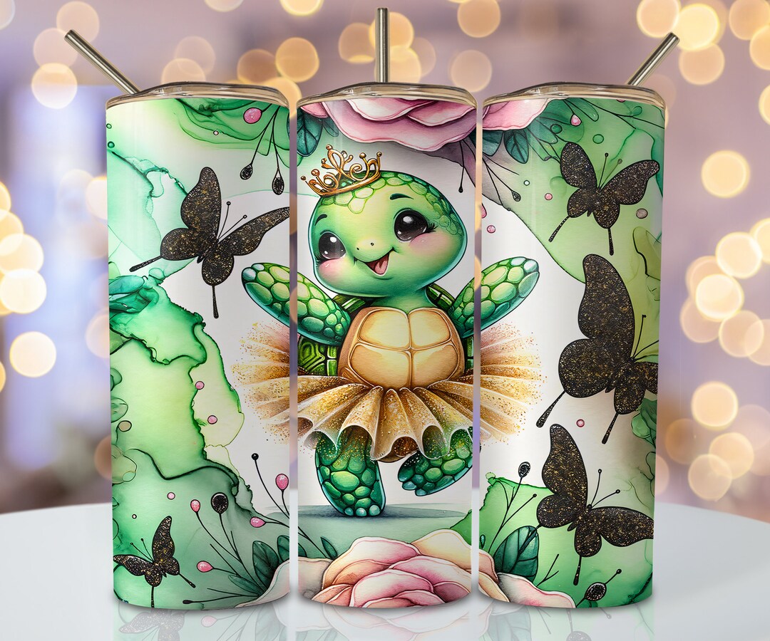 Dancing Turtle Tumbler Wrap, 20oz Skinny Sublimation Tumbler Design ...
