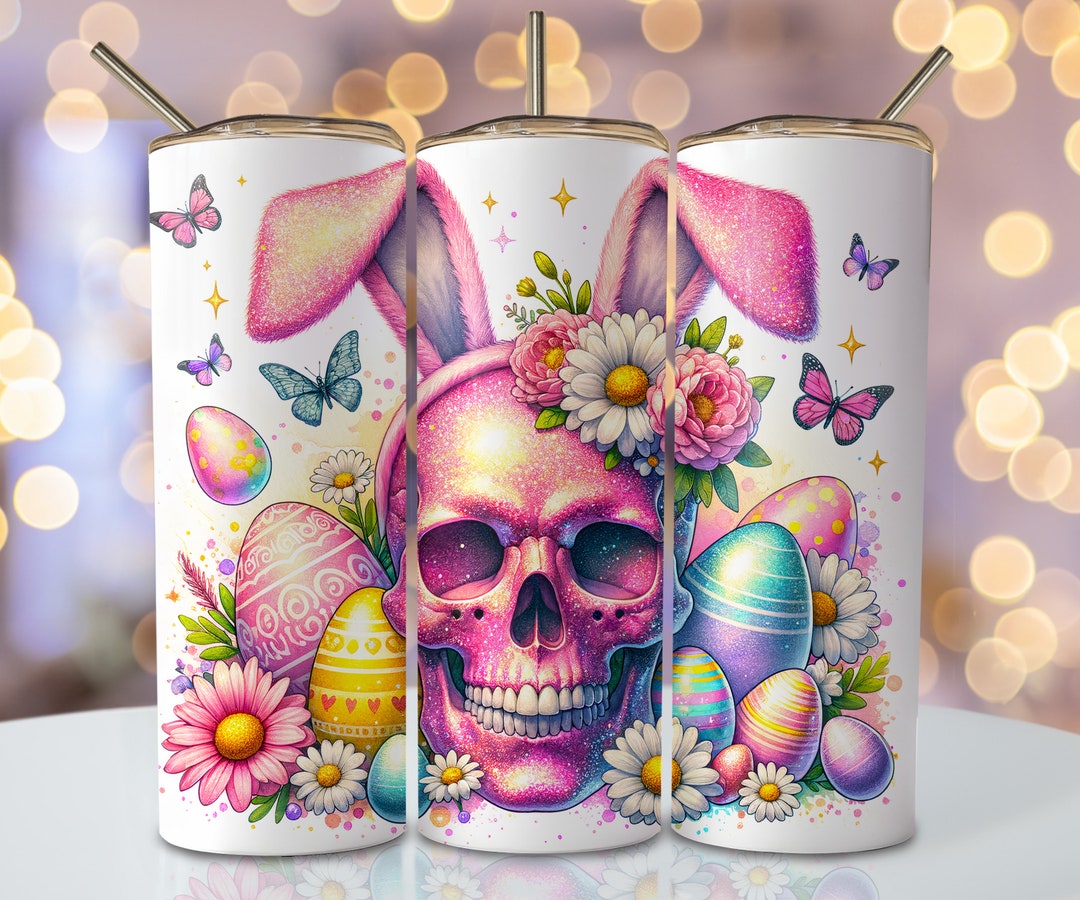 Watercolor Easter Skull Tumbler Wrap, 20oz Skinny Sublimation Tumbler ...