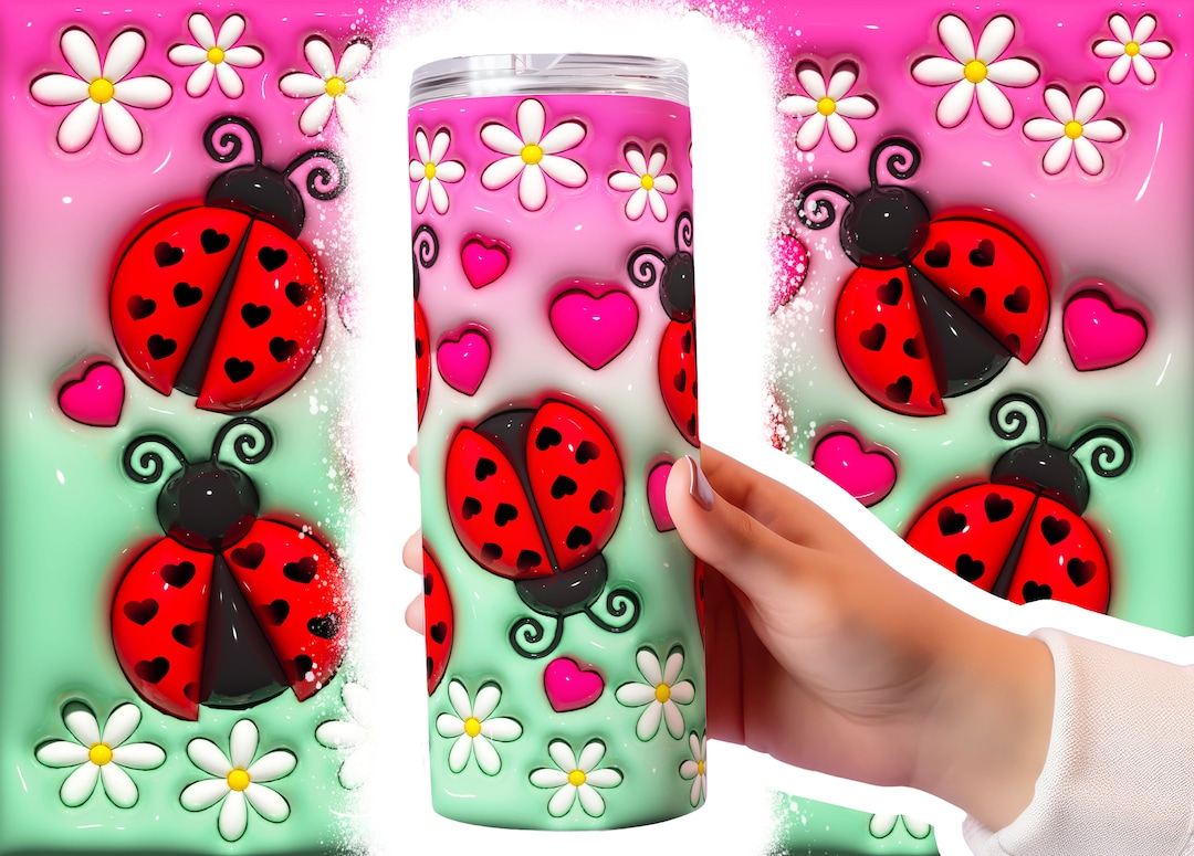 Inflated Ladybug Tumbler Wrap Png 3D Tumbler Design Skinny Sublimation ...