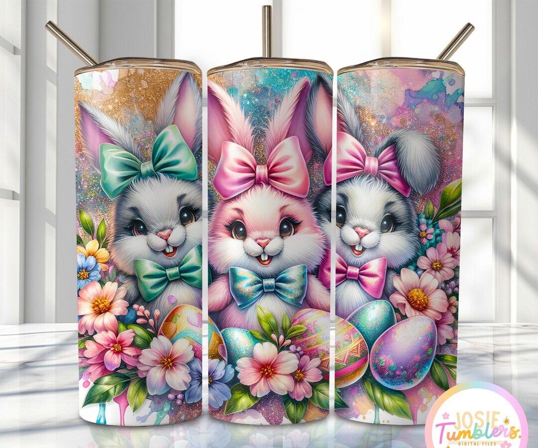 Cute Easter Bunny Tumbler Wrap, 20oz Skinny Sublimation Tumbler Design ...