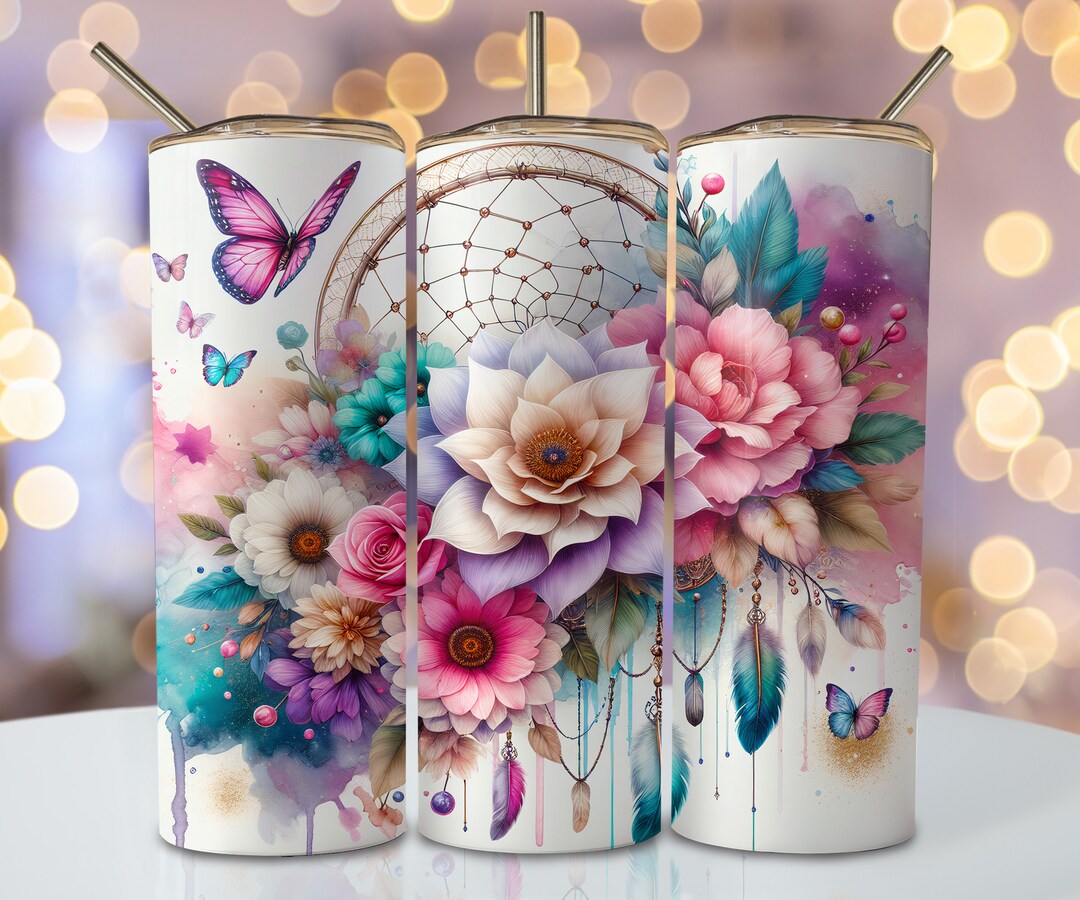 Boho Dream Catcher Tumbler Wrap, 20oz Skinny Sublimation Tumbler Design ...