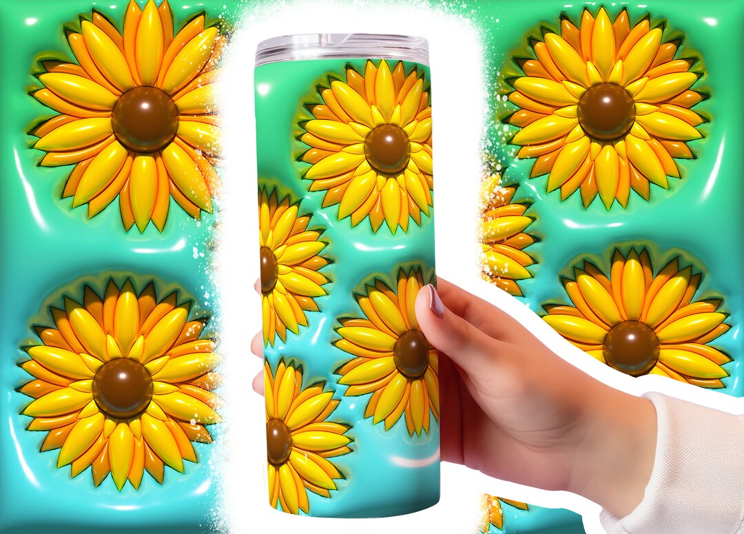 Inflated Sunflower Tumbler Wrap Png 3D Tumbler Design Skinny ...