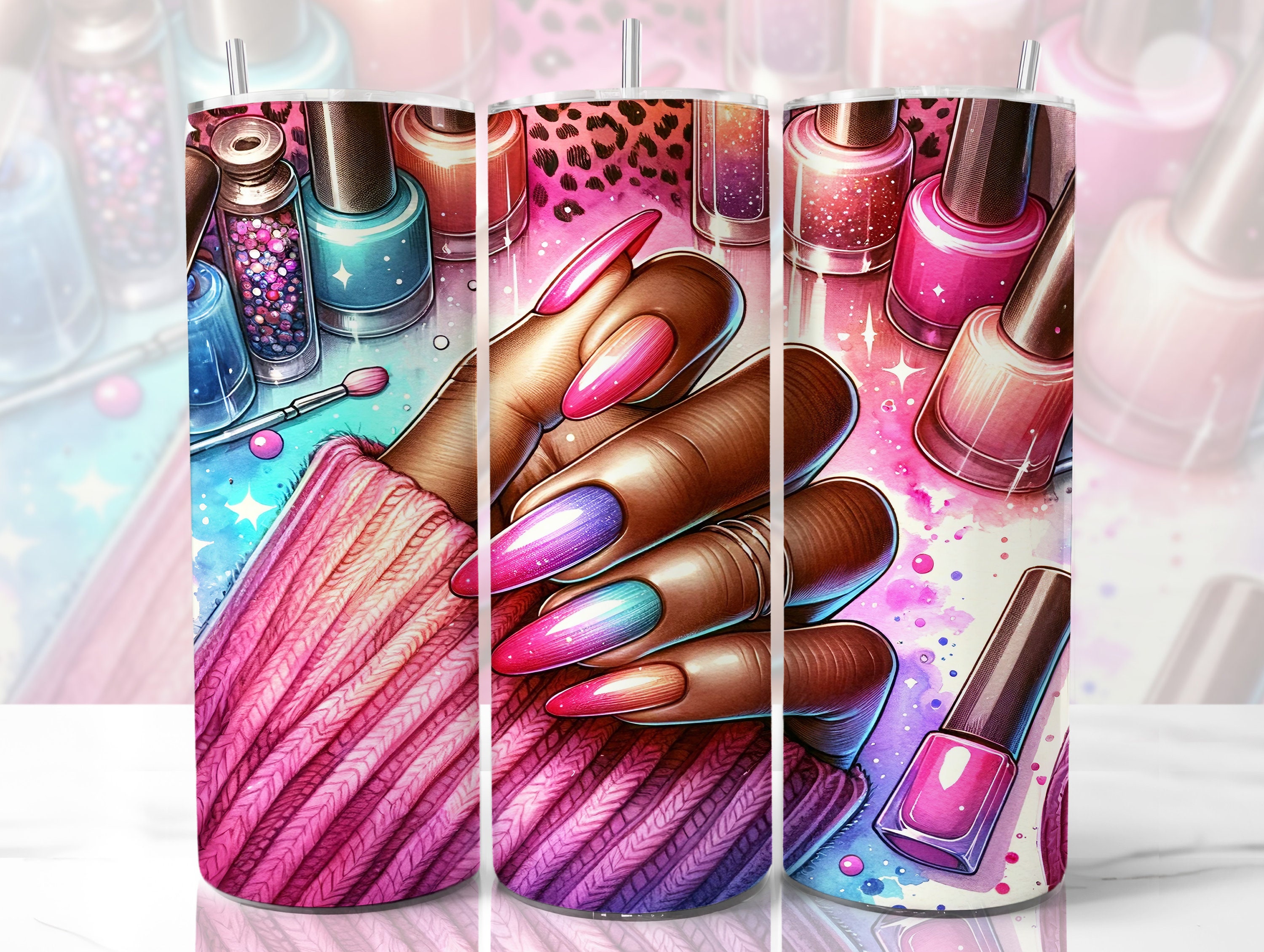 Nail Tech Tumbler Wrap, 20oz Skinny Sublimation Tumbler Design, Nail ...