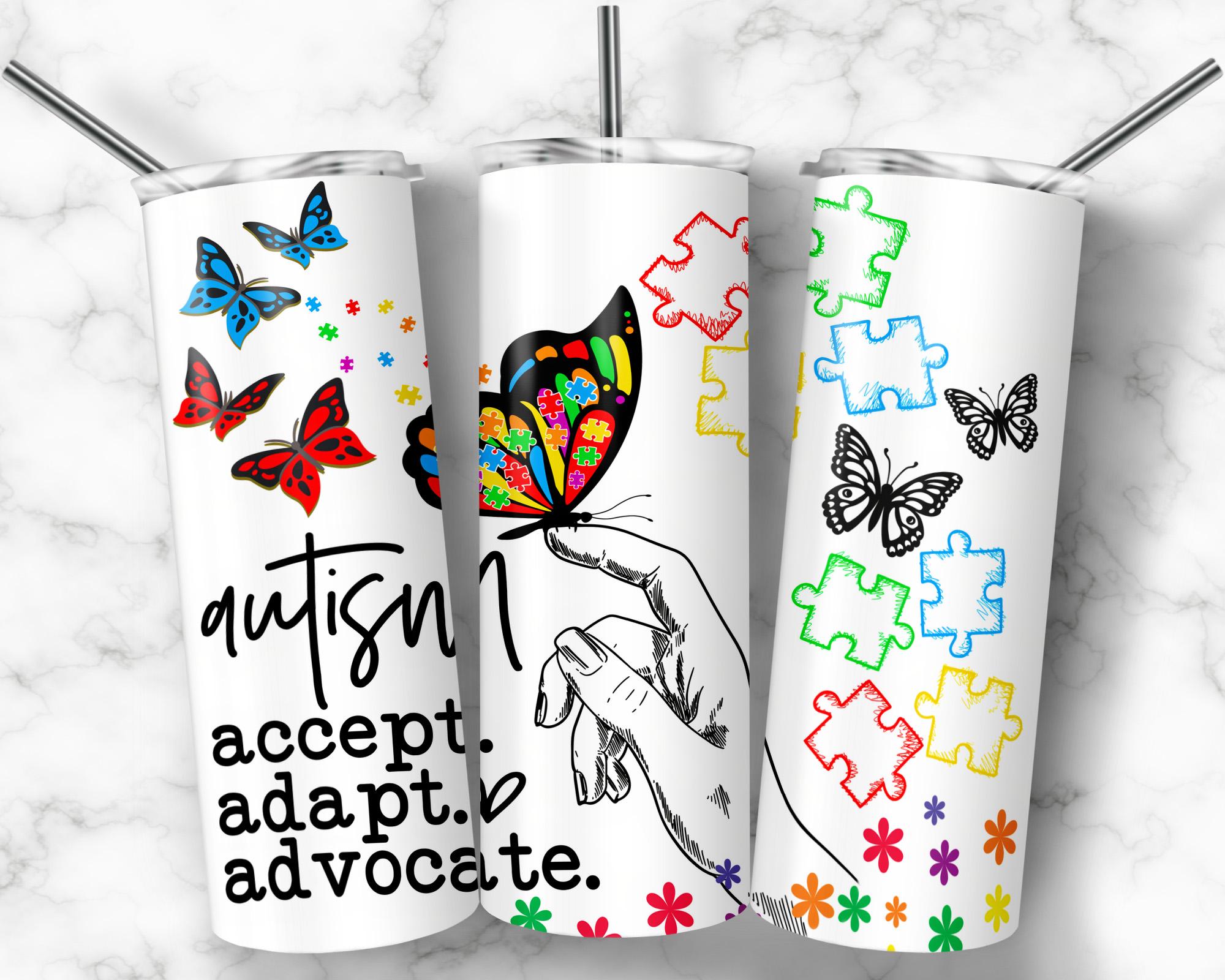 Autism Awareness Tumbler Wrap, 20 Oz Skinny Sublimation Tumbler Design ...