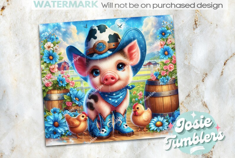 Western Pig Tumbler Wrap, 20oz Skinny Sublimation Tumbler Design, Funny ...