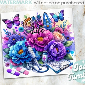 CNA Nurse Tumbler Wrap, 20oz Skinny Sublimation Tumbler Design, CNA ...