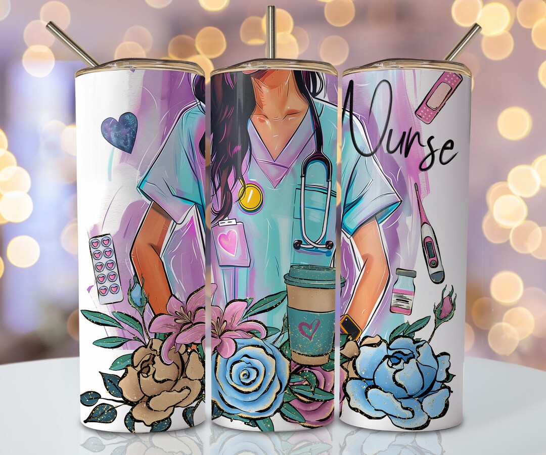 Pastel Nurse Tumbler Wrap, 20 Oz Skinny Sublimation Tumbler Design ...