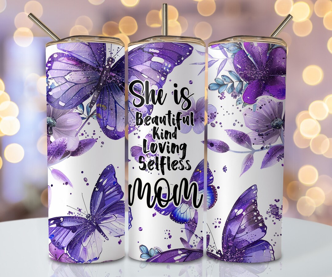 Purple Mom Tumbler Wrap, 20 Oz Skinny Sublimation Tumbler Design ...