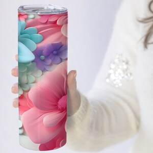 Seamless 3D Flower Tumbler Wrap Design PNG 3D Tumbler Design for 20 Oz ...