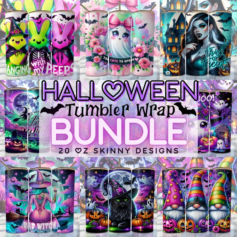 Halloween Bundle Png Tumbler Wrap 20 Oz Skinny Sublimation Bundle ...